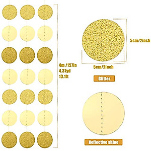 10 Pcs 131 ft Glitter Paper Circle Dots Circle Garlands Coin Garland Hanging Banners Dot Streamer Backdrop Background Decor for Birthday Baby Shower Wedding Party (Champagne Gold)