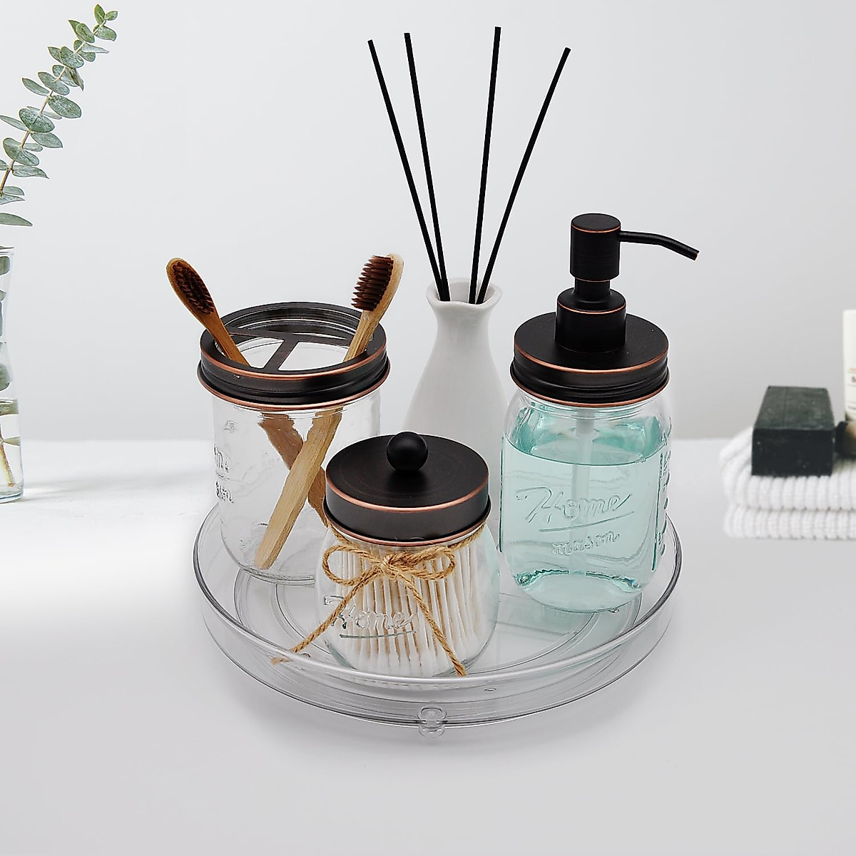 Lazy Susan Rotating Turntable Food Storage Container for Cabinets, Pantry, Fridge, Countertops,Vanity,BPA Free - Spinning Organizer for Spices, Condiments - 9" Round , Clear-2 Pack