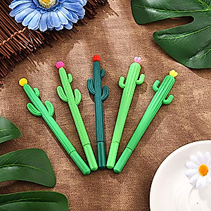 30 Pieces Cactus Pens Cactus Shaped Rollerball Pens Cactus Black Gel Ink Pens Writing Pen for Office School Home Writing Valentine's Day Gift Supplies, 5 styles
