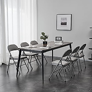 SEALAMB 6 Pack Gray Folding Chairs with PVC Padded Seats and Back for Office, Portable Lightweight Commercial Folding Chair with Steel Frame for Home Wedding Party Outdoor Events, 330lb Capacity