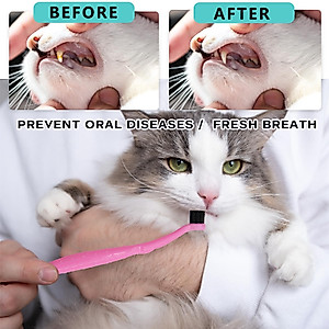 QWloog Magzipo 6 Pcs Dual Sided Cat Toothbrush,Cat Dental Care Tooth Cleaning Supplies for Kitten,Cats