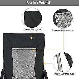 REDCAMP High Back Beach Chairs for Adults, Oversided Folding Low Beach Chairs for Concerts, Lightweight Portable for Camping Backpacking Outdoor Sports Events, Black