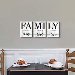 Kas Home Family Wall Decor, Canvas Wall Art for Living Room Set of 3 Inspirational Canvas Prints, Framed Wood HD Modern Background Home Decor (Family-3W, 12 x 15 x 3)
