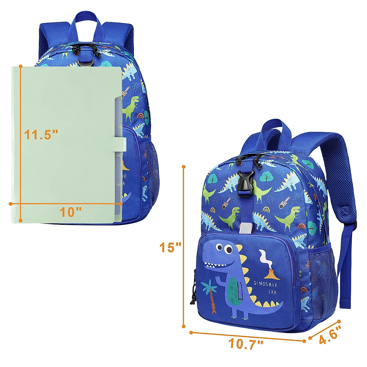 Bagseri Kids Clear Backpack Boys - 15 Inch Kids Backpacks for School Safe and Lightweight Spinal Protection Bookbag for Boys Clear Bookbag for Kids Aged 3 to 7, Black Dinosaur