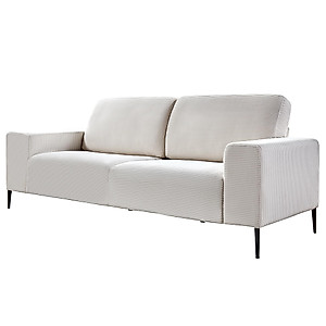 AMERLIFE 89 inch Sofa, Oversized Sofa-Modern Sofa Couch in Corduroy, 3 Seater Sofa for Living Room, White Deep Seat Sofa
