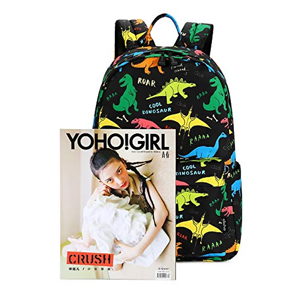 abshoo Cute Lightweight Kids School Bookbags Dinosaur Boys Backpacks With Lunch Bag (Colorful Dinosaur Set)