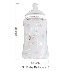 Jumbo Baby Bottle Balloons for Oh Baby Baby Shower Decorations Gender Neutral Baby Bottle Shaped Balloons 3 Pcs