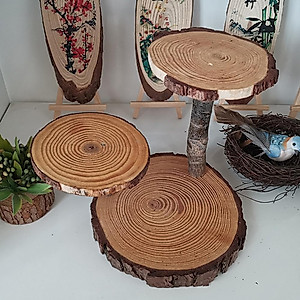 2 Tiered Wood Stand, Rustic Wood Cake Stand, Dessert Display Tray, Cup Cake Tier Stand Farmhouse Tiered Tray Decor Set for Party and Wedding Decoration