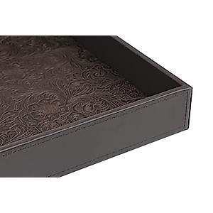 Gurfuy Valet Tray for Men 10" x 8" - Faux Leather Vanity Display Tray Catchall Tray Desktop Nightstand Dresser Organizer for Storing Keys Change Wallet Phone Glasses Watch Storage Caddy Brown