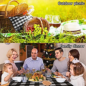 wagude Rectangle Vinyl Camping Picnic Table Cover + Benches 3-pc Set,30x72'' (6-FT) Flannel Backing Elastic Waterproof Wipeable Black/White Checkered Plastic Tablecloth for Indoor Outdoor Patio Park