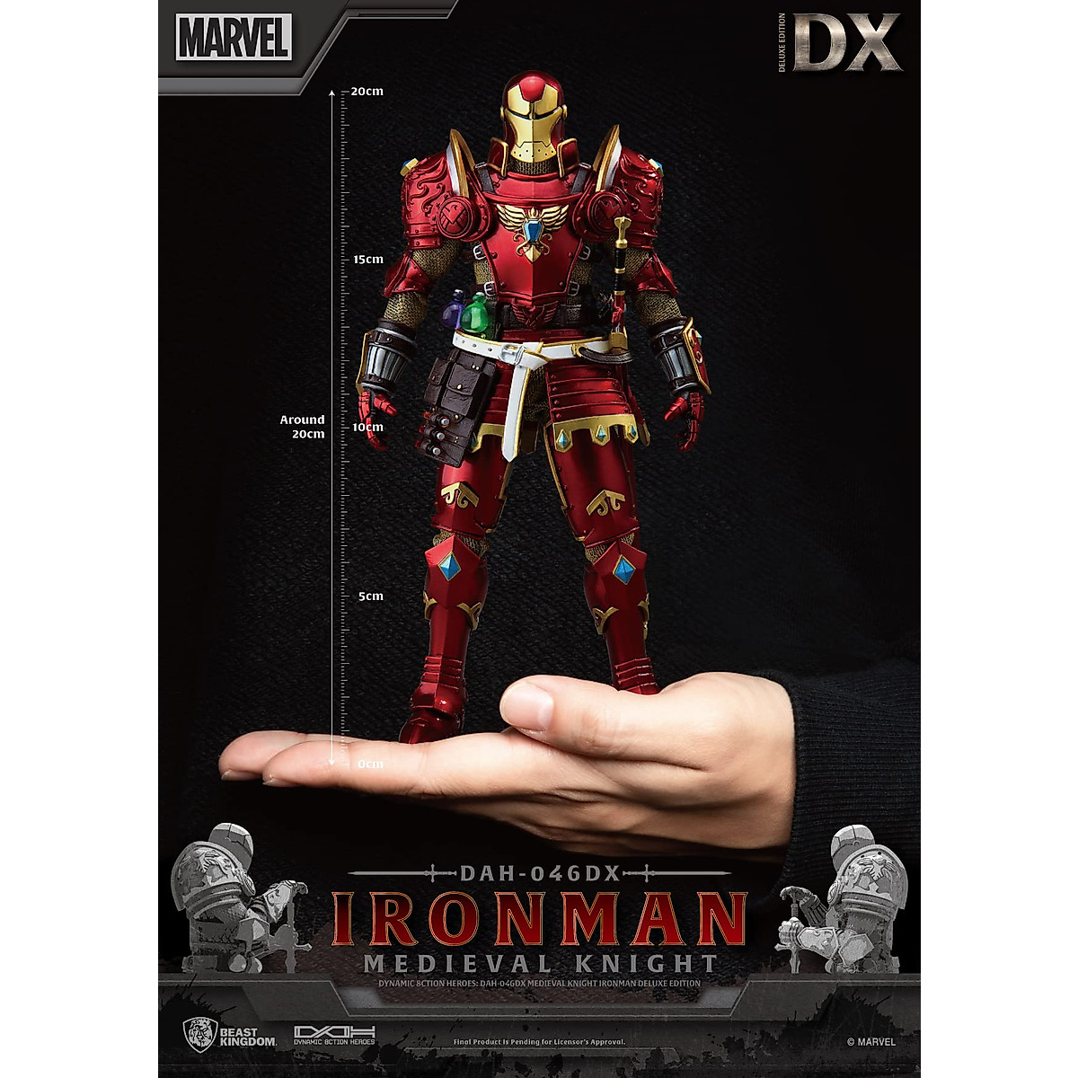 Beast Kingdom Medieval Knight Iron Man (Deluxe Version) DAH-046 Dynamic Action Figure, Multicolor