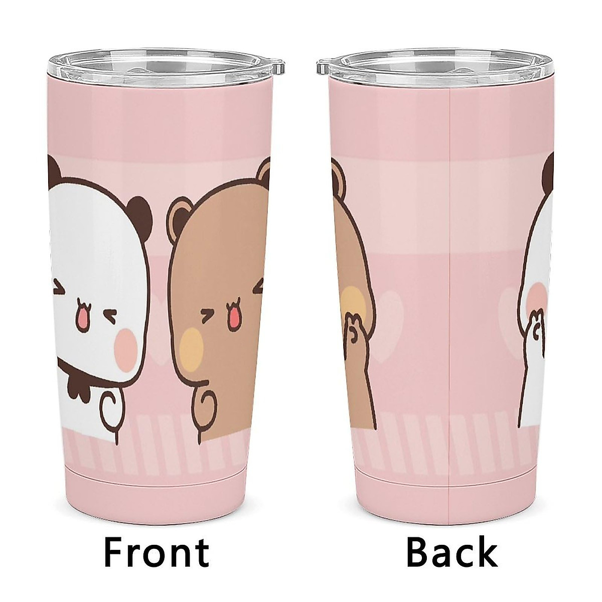 KAOQUANYA Panda Bear And Dudu Smile 1 20 Oz Covered Straw Tumbler Stainless Steel Double Wall Vacuum Insulated Travel Cup With Leak Proof Lid Stainless Steel Water Bottle Reusable Ice Hot Drinks Mug