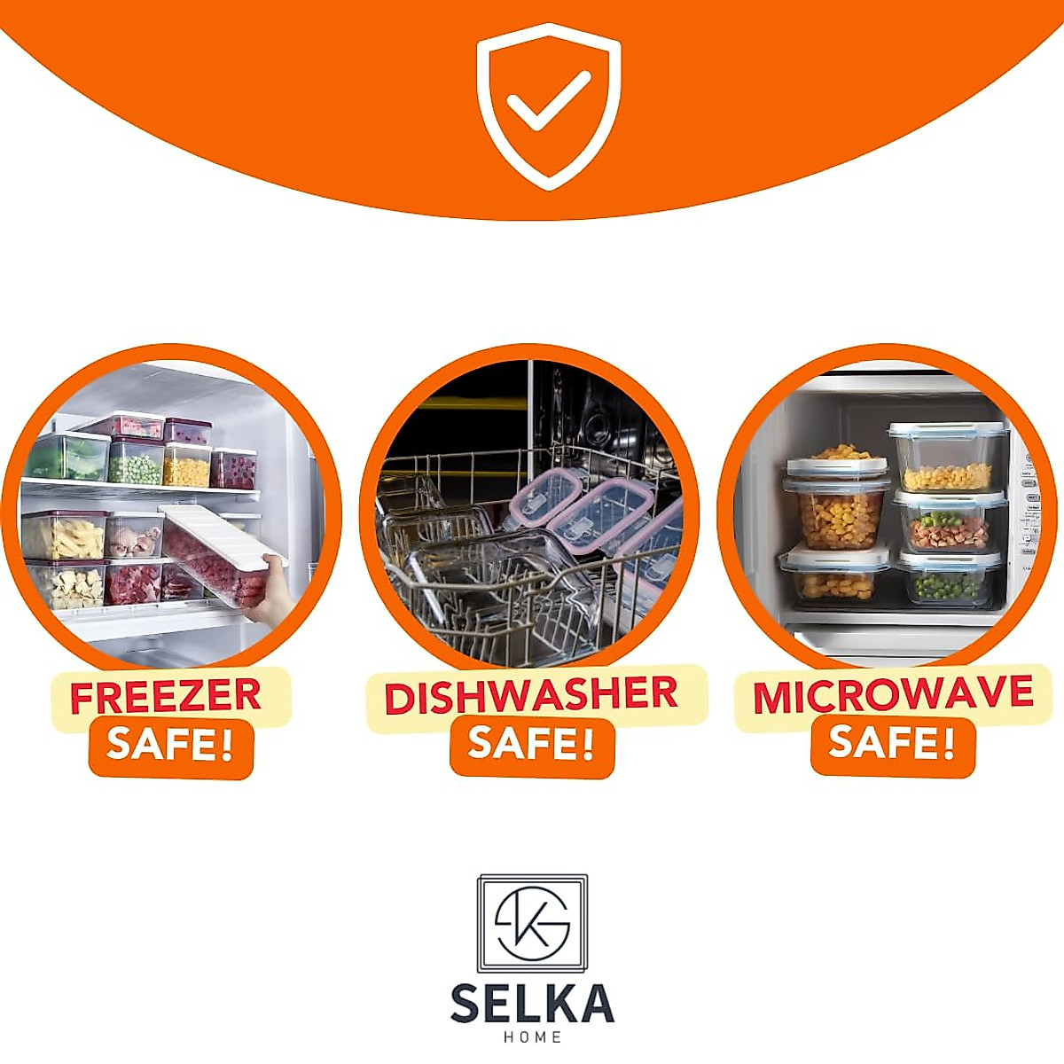 Selka Home - Airtight Food Storage Containers with Lids, Freezer Organizer Bins, Nora 4 Piece, 34 Oz, Storage Container, Ecru