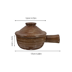 UPKOCH 1pc Casserole Saucepan Stew Cooker, 12oz Baking Dish Small Ceramic Bowl, Mini Tart Pans for Baking Clay Tools | Microwave Salad Bowl with Lid, Pot with Handle, Household Kitchenware Soup Pot