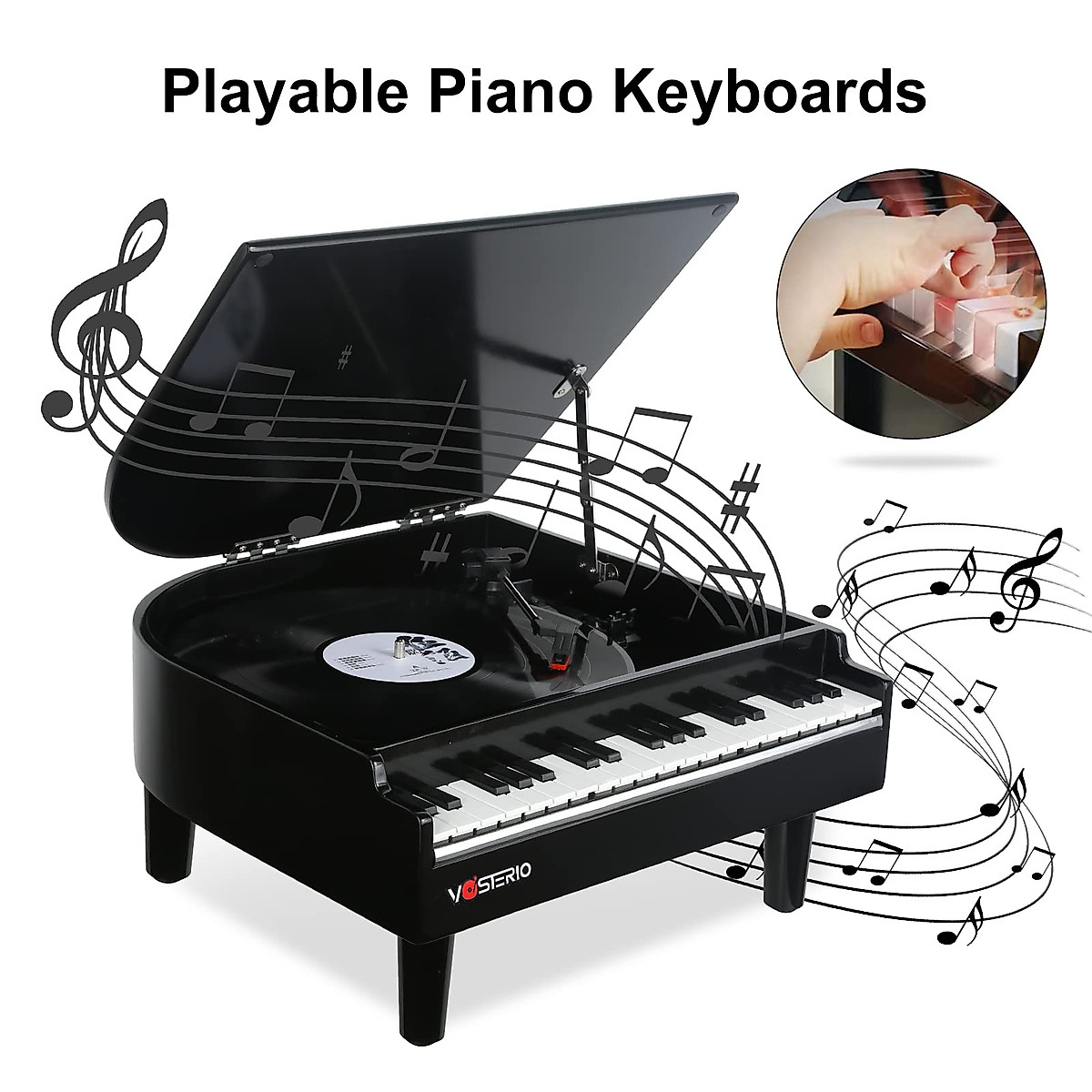 VOSTERIO Turntable HI-FI System with Dual Speakers, Belt-Driven Record Player with Bluetooth, Magnetic Cartridge, Built-in Amplifier