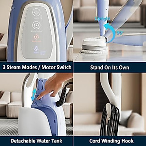 Steam Mop, Floor Scrubber Spin Steam Mop for Floor Cleaning, Multipurpose Steam Cleaner for Home, Steam Adjustable, 2 Sets of Mop Pads, for Hard/Hardwood/Laminate/Tile/Marble Floors, Sandoo SC1070