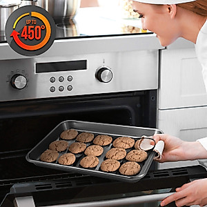 NutriChef 2-Piece Nonstick Cookie Sheet Baking Pan Set - Premium Bake Trays w/ Sleek Non-Stick Coating PFOA, PFOS, & PTFE Free - Large (15"x11") & Medium (13"x9") - Dishwasher Safe
