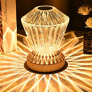 OUOYYO Crystal Night Light Desk Lamp, Rechargeable Touch Dimmable Table Lamp Bedside Large Battery - 3 Color Crystal Mini Small Lamp for Bedroom Beside Living Room - Great Gift Mom Wife Kids