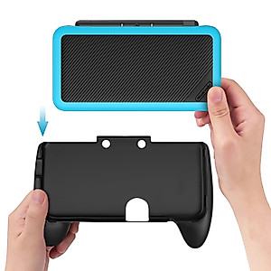 MoKo Handle Grip Compatible with Nintendo New 2DS XL, Anti-Slip Protective Grip with Stand Compatible with Nintendo New 2DS XL/LL (2017) - Black