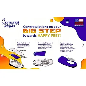 Samurai Insoles Ninjas Plantar Fasciitis Relief Arch Support Shoe Insoles, Women 12 to 12.5, Men 10 to 10.5, Purple