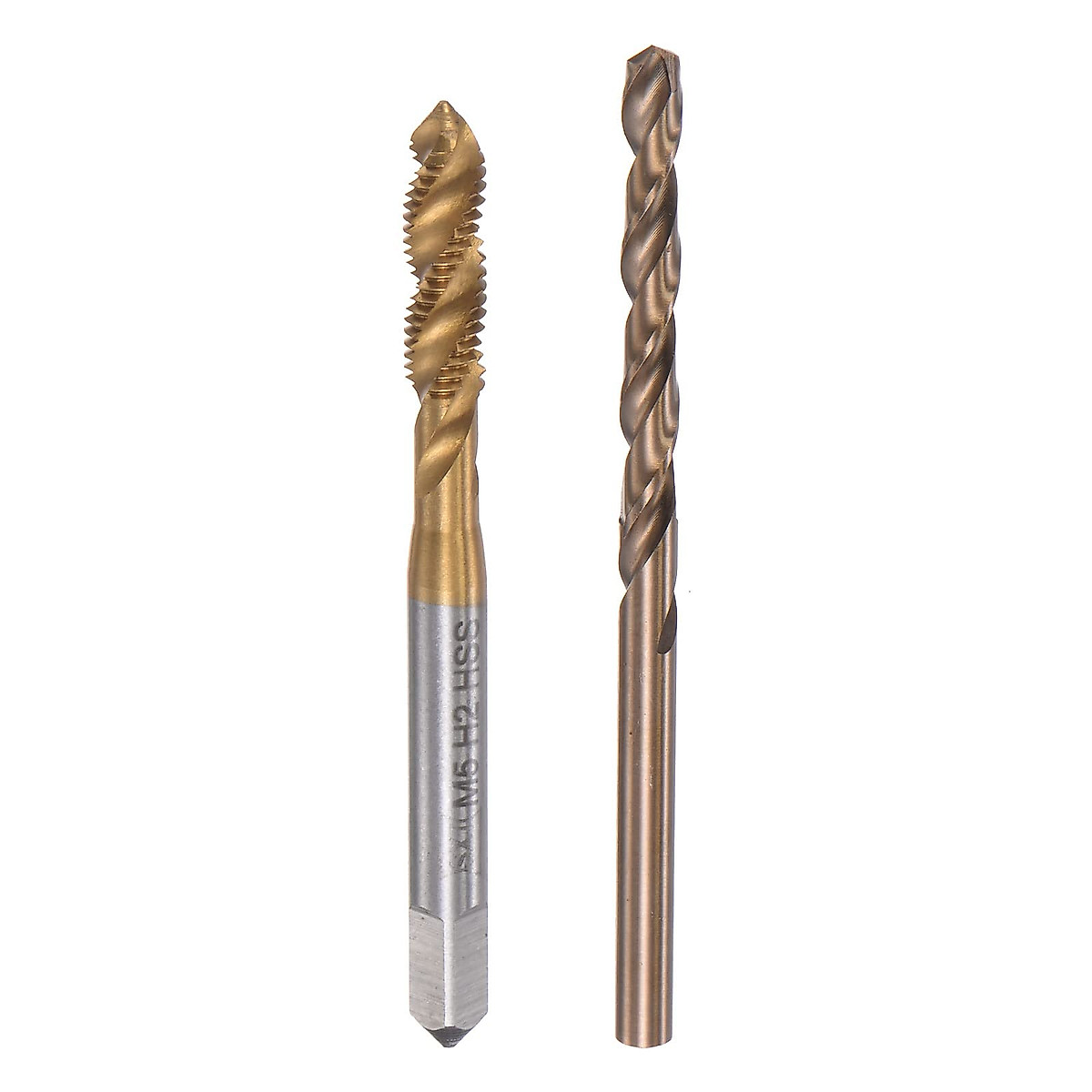 uxcell M5 x 0.8 Spiral Flute Tap 4.2mm Drill Bit Set, Metric Titanium Plated M35 Cobalt High Speed Steel Machine Threading Screw Tap Drilling Tool