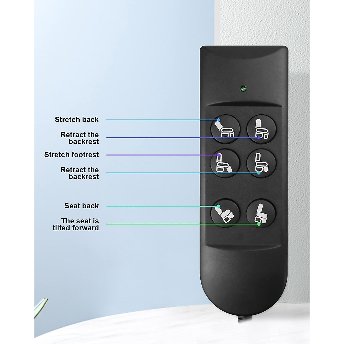 YIGUCS 6Button Power Lift Chair Remote Control Replacement with 5-Pin Plug Extension Cable Fit for Okin Lazyboy Golden Catnapper Dewert Limoss Power Lift Recliner Chair Home Recliner Hand Control