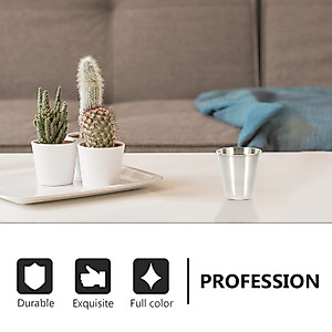 STOBOK 6PCS 2 Ounce Shot Glasses Stainless Steel Shot Cups Glass Drinking Tumbler for Whiskey (70ml)