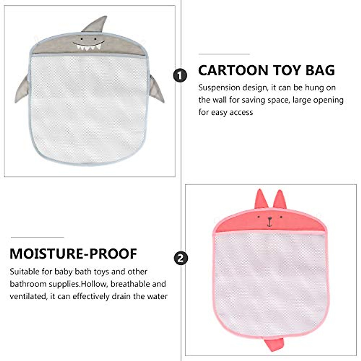 Kisangel 2pcs Baby Toy Storage Bag Hanging Bath Toy Storage Bath Toy Organizer Mesh Net Bin Baby Bathtub Game Holder Bathroom Wall Mounted Storage Tray Bag Shower Caddy