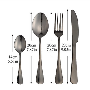 FNDY Fork Spoons Knives Stainless Steel Cutlery Set Black Tableware Dishwasher Safe Cutlery Set 24 Pieces Coffee Spoon Cutlery Knives and Forks Mixed Cutlery Sets (Color : Black gold 24pcs)