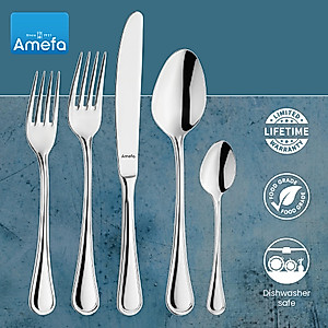 Amefa Haydn 20-piece 18/10 Stainless Steel Flatware Set, High Gloss Mirror Finish, Silverware Set Service for 4, Dishwasher Safe, Rust resistant Cutlery.