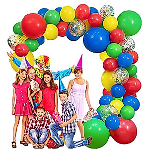 Red Blue Yellow Green Balloon Garland Kit,3 Sizes 18''12''10'Balloon Garland Kit,Latex Balloons for Mario Birthday Carnival Circus Party Decorations
