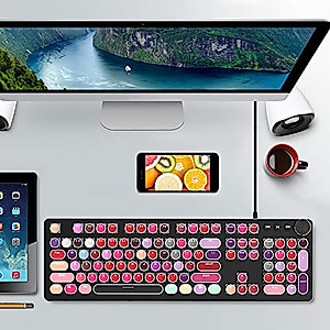 【𝐂𝐡𝐫𝐢𝐬𝐭𝐦𝐚𝐬 𝐆𝐢𝐟𝐭】 Ergonomics Wired Keyboard, Green Axis 108 Keys Cute Net Red Girl Powder USB Interface Keyboard, for Gaming PC Gamer Computer Desktop Live Streaming Girls Boys