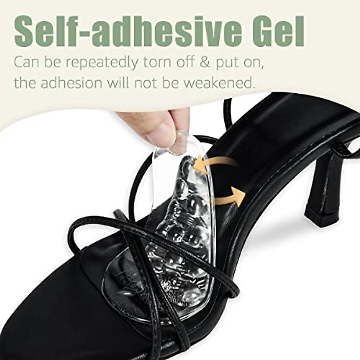 Skyfoot Arch Support Shoe Inserts, Massage Gel Arch Pads, Adhesive Arch Insoles for Flat Feet, High Arch, Plantar Fasciitis, Arch Pain Relief, Foot Pressure Relieve (Crystal)