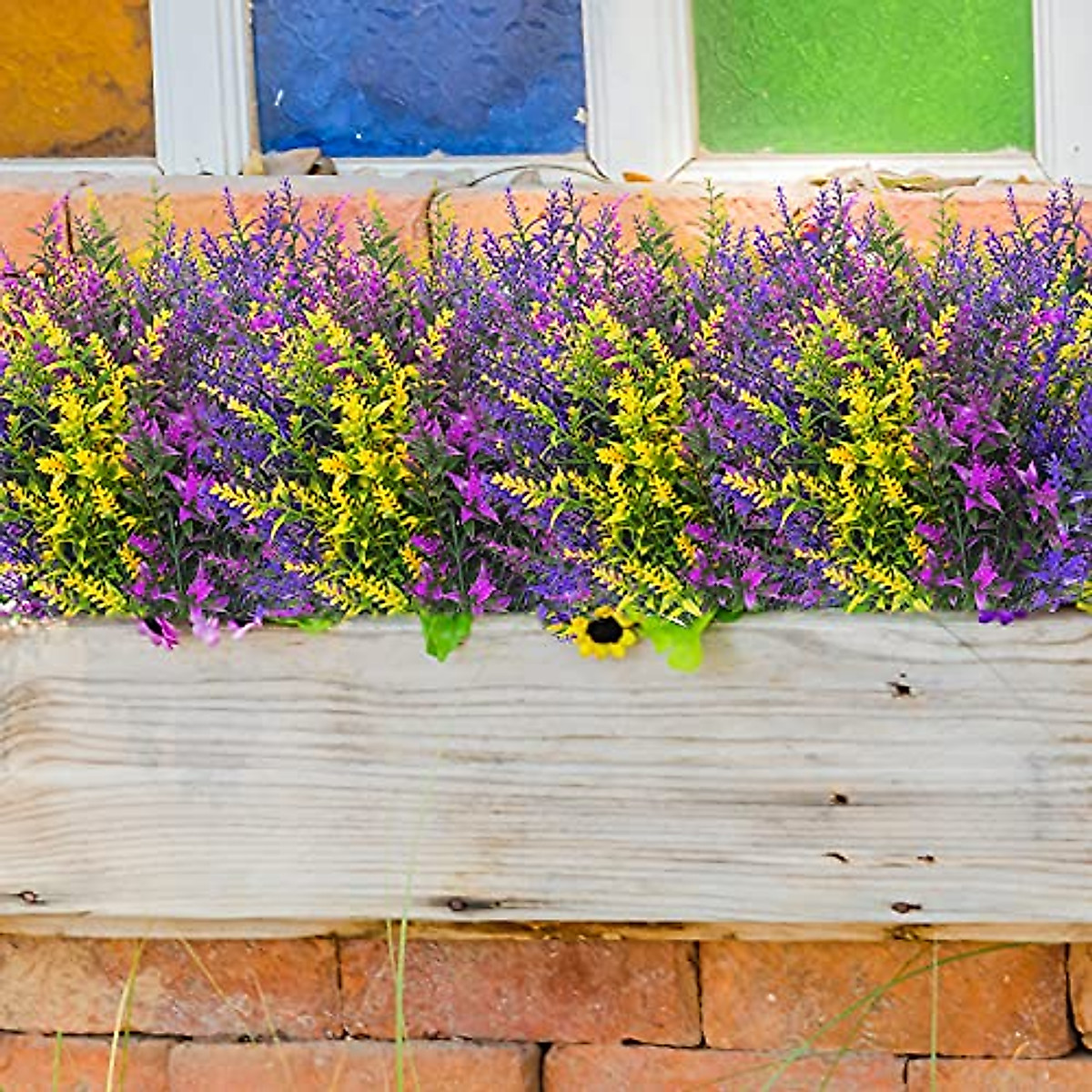 TELDRASSIL 18 Bundles Artificial Lavender Flowers Outdoor UV Resistant Fake Plastic Flowers Faux Plastic Shrubs for Indoor Outdoor Window Home Garden Decoration