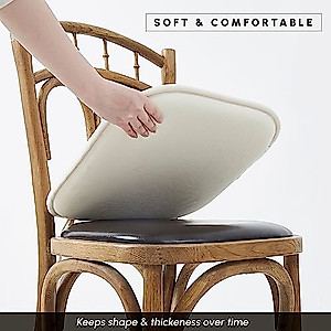 Elegant Comfort 2 Pack Chair Cushion Covers - Skid-Proof Rubber Backing - 16 x 16 Inch - Thick Dining Square Shape Seat Covers - Comfortable Textured Chair Pads with Ties - Thatch Pattern, Cream