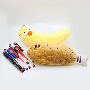 Aufruh Plush Pencil Bag Cute Drumstick Stuffed Pencil Case Cartoon Stationary Pencil Pouch Accessory Soft Cosmetic Pen Bag for Girls Boys School Office