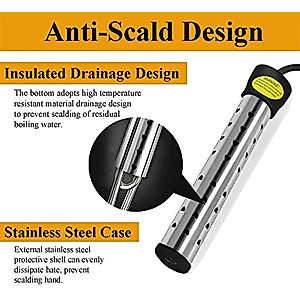 Lakkzoom Immersion Water Heater with 304 Stainless Steel Cover Intelligent Temperature Control and Digital LCD Thermometer Electric Portable Bucket Heater Heat 5 Gallons of Water in Minutes 1500W