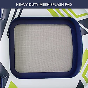 Aqua Inflatable Lake Float for Adults | Floating Island - Dock - Lake Raft with Docking Lounger, Navy/Lime/White