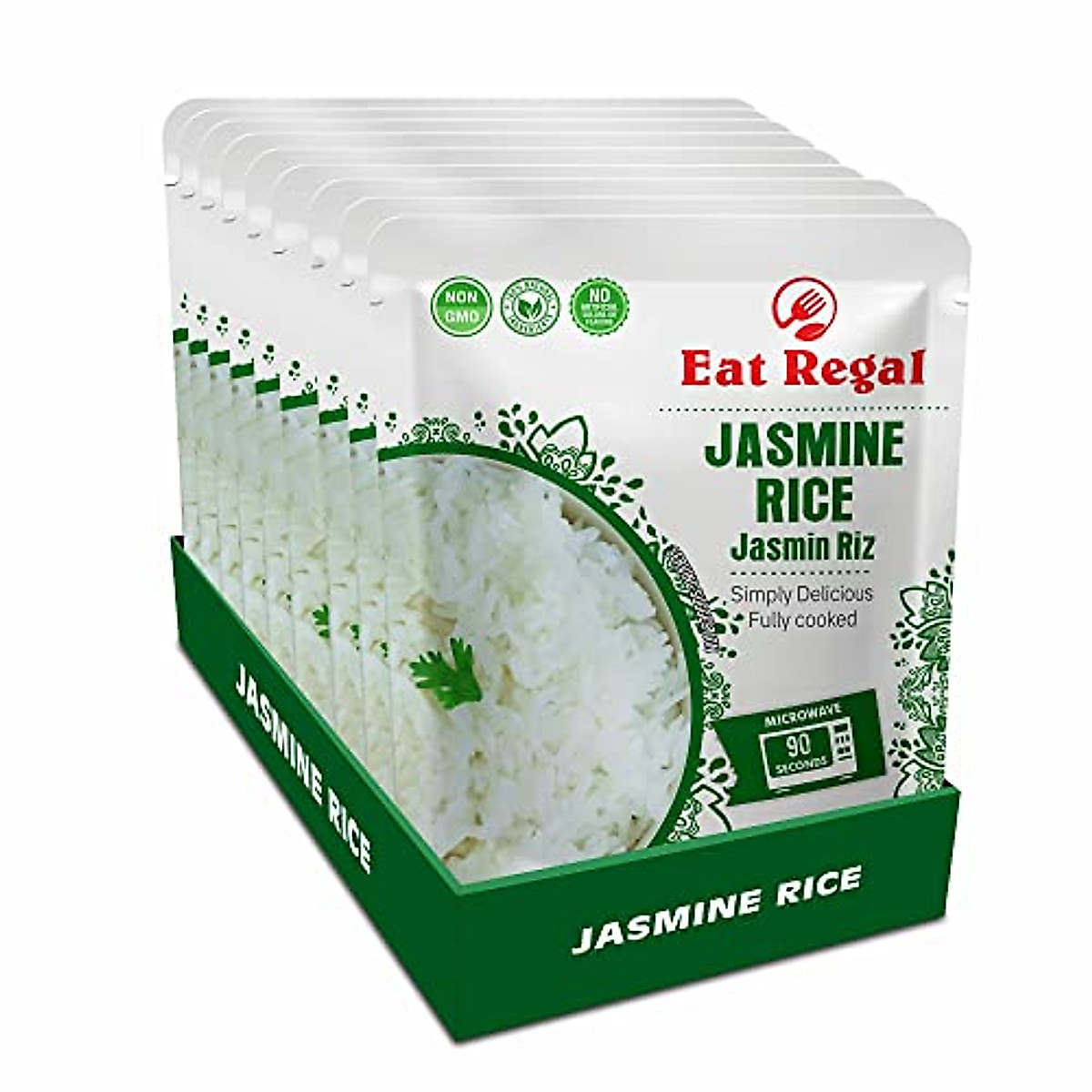 Eat Regal Thai Jasmine Rice In Hood & Tray, Ready To Eat in 90 Seconds, Microwavable in just 90 Seconds, Nutritious & Delicious 8.8 Ounce (Pack of 8)