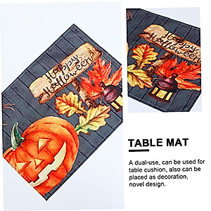 HEMOTON 8 pcs Tablemats - Movie Pumpkin Room Nights X Decor Mat- Scary for Halloween Pads Inch Placemat Home Cloth Mat Dining Party Pattern Table Sunflower Orange and