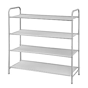 MAX Houser Shoe Rack Storage Organizer 4 Tier Free Standing Fabric Shoe Shelf Compact Shoe closet Organizer Stand Shoe Rack Shelf for 12-20 Pairs, for Entryway Closet Bedroom (Light Gray)