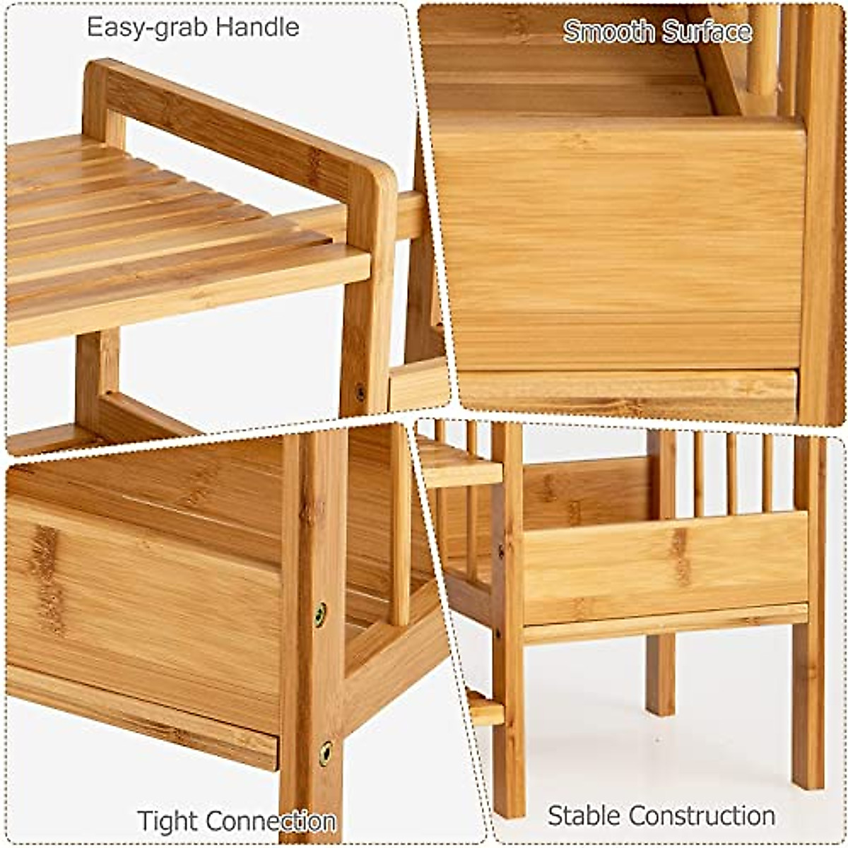 LUARANE 4-Tier Shoe Rack with Umbrella Stand, Free Standing Entryway Organizer with Bamboo Frame, Multifunctional Shoe Shelf for Entryway Hallway Living Room Staircase