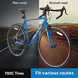 HH Hiland Road Commuter Bike, 700C Wheels City Bike, 14 speeds Racing Bike for Men Women, Urban Adult Bicycle