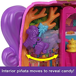 Polly Pocket Compact Playset, Pinata Party with 2 Micro Dolls & Accessories, Travel Toys with Surprise Reveals