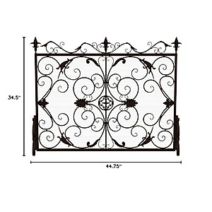 Christopher Knight Home Wilmington Fireplace Screen, Gold Flower On Black