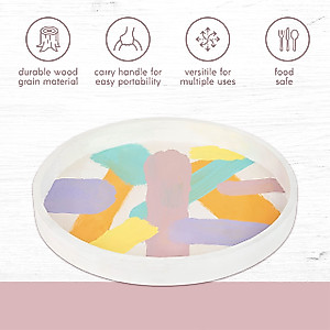 Wooden Round Trays for Serving - Five Piece Nested Breakfast Tray - Wood Crafts Trays for Organizing | Bathroom Tray - Food Trays for Party Buffet Montessori Wooden Trays for Serving & Catering