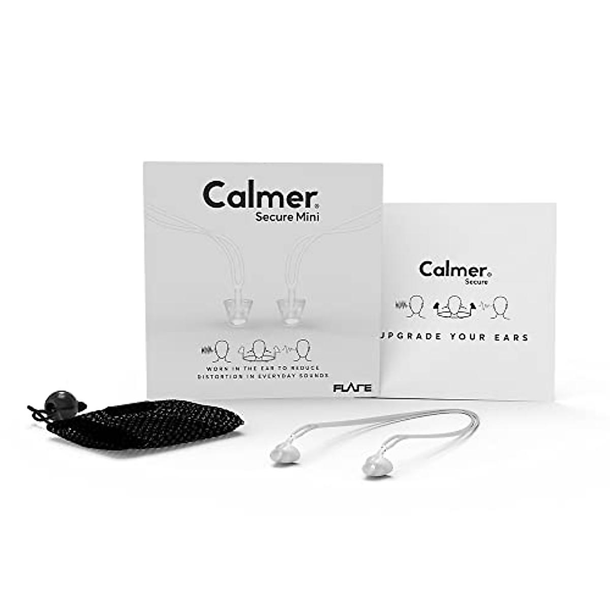 Flare Calmer Secure Mini – Small Ear Plugs Alternative – Reduce Annoying Noises Without Blocking Sound – Soft Reusable Flexible Silicone with Built-in Lanyard – Translucent