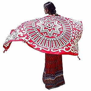 SUNBABY Women Boho Shawl Beach Towels Rectangle Polyester Scarf Travel Sarong Wrap Swimwear Cover Up Beach Mats (Red Lion)