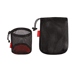 REDCAMP Stuff Sack Set of 5, Lightweight Mesh Nylon Drawstring Storage Bag Pouch for Travelling Hiking Red