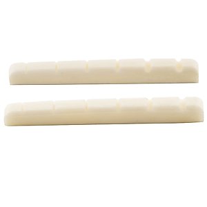 Musiclily 42mm Bone Nut Slotted Electric Guitar Nut Flat Bottom for Strat Tele Guitar, 42x3.5x4.5mm (2 Pieces)